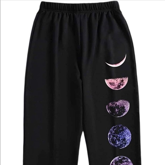 Pants & Jumpsuits | Womens Moon Print Elastic High Waisted Sweatpants ...